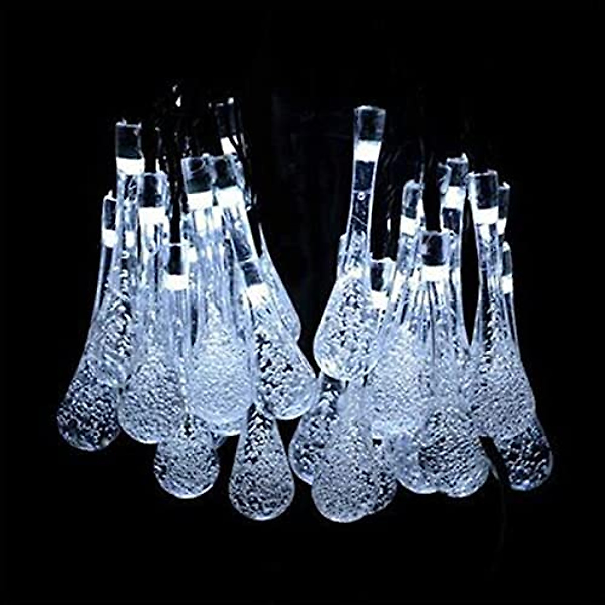 YQX-Solar String Lights Outdoor, LED Teardrop Fairy Tale Light Waterproof, Crystal Raindrop Holiday Decoration Lights, for Garden Patio Home Fences Party,White,100Light