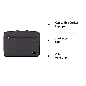 NIDOO 14 inch Laptop Sleeve case Notebook Bag Protective Carrying Handbag for 15" Surface Laptop 3 4/14" Chromebook S330 / ThinkPad E485 E490 T490s/ HP ProBook 645 G4 / 14" Latitude 14, Dark Gray