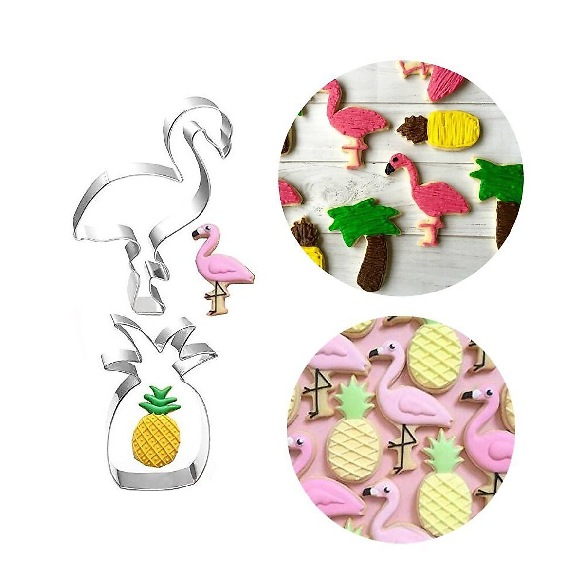 XYBAGS Tropical Cookie Cutter Set - 3 Piece - Pineapple, Flamingo, Palm Tree, Cookie Cutters Molds for Summer or Beach Theme Parties Supplies