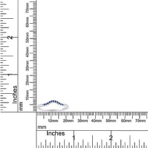 AFFY Round Cut Simulated Blue Sapphire Curved Wedding Band Ring in 14k White Gold Over Sterling Silver