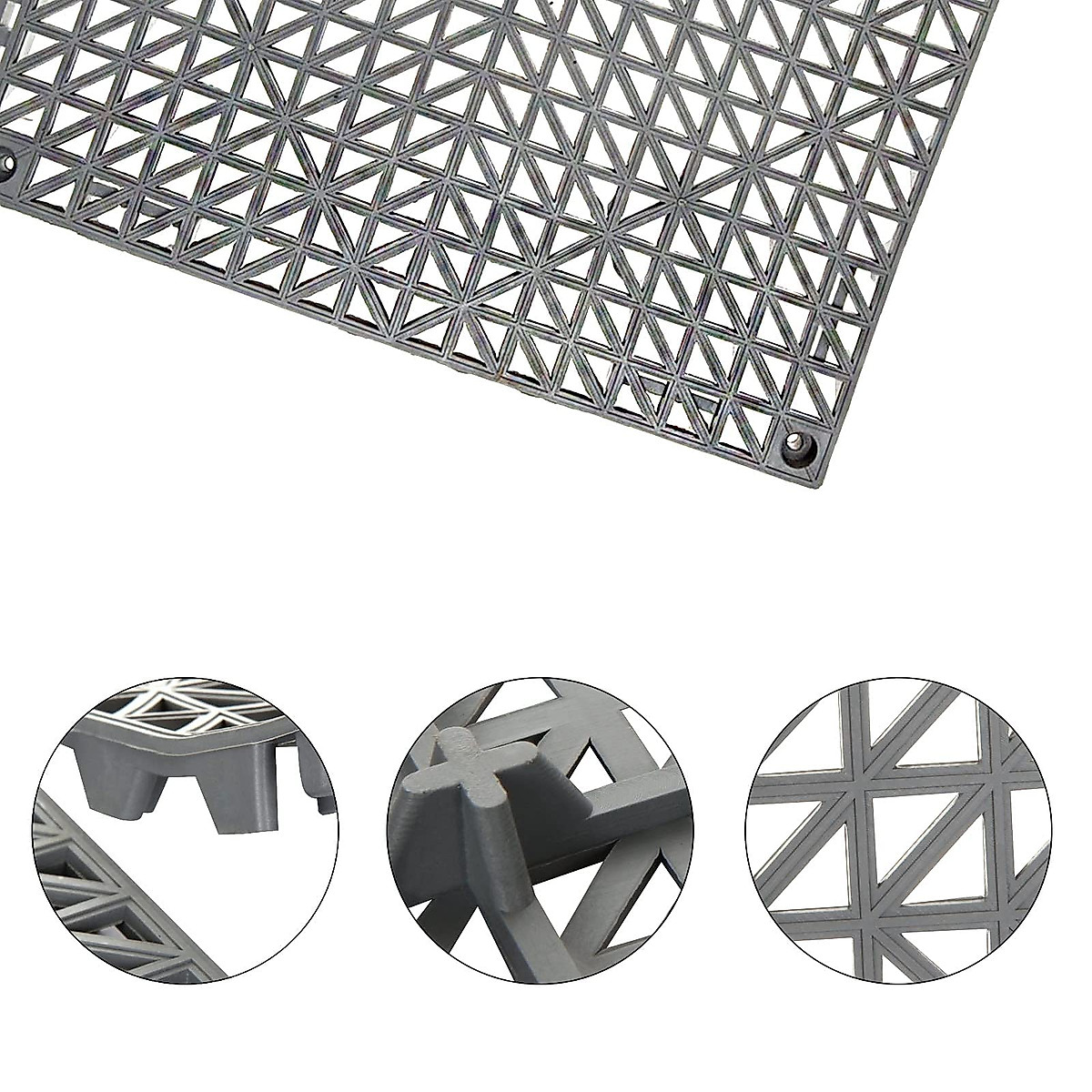 GLEEJON 12PCS Interlocking Soft PVC Flooring Tiles Mat, 12 x 12 Inch No-Slip Rubber Splicing Pool Patio Rugged Mats for Floor, Modular Interlocking Cushion Tiles Drainage Mats for Outdoor and Indoor