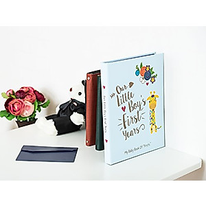 Ronica Baby Boy Gift Set with Baby Memory Book, Monthly Stickers: Modern Photo Journal and Keepsake Album for Boys, First 5 Years, Shower Gift Idea for Mom, Dad Or Grandparents