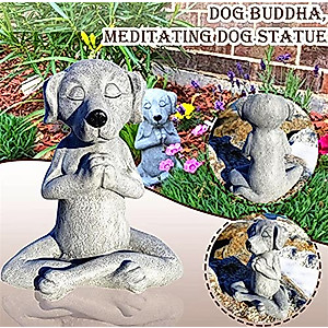 EatingBiting 4.7" Meditation Dog Statue Yoga Dog Garden Decor Buddha Art Sculptures Home Ornament Garden Decoration, Home Decoration (Meditation Dog Statue, Dog Buddha