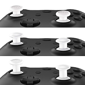 eXtremeRate ThumbsGear Interchangeable Thumbstick for Xbox Controller - Improve Comfort - White 3 Height Domed & Concave Grips Ergonomic Adjustable Joystick for Xbox Seires X/S, for Xbox One S/X/Elite