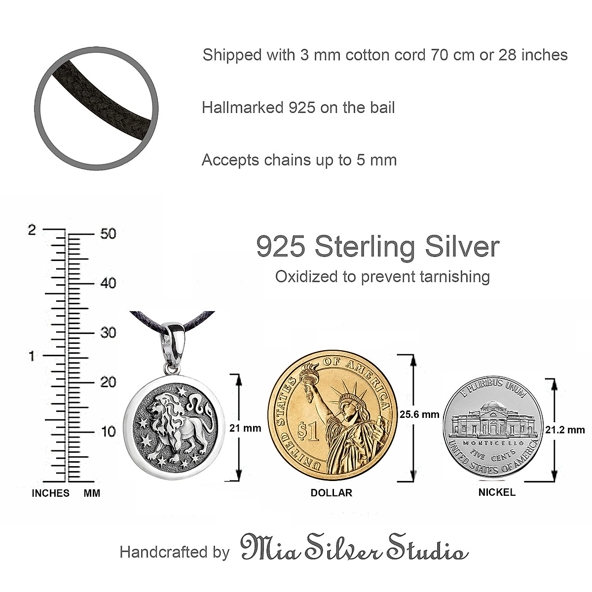 Pisces Zodiac Sign Pendant Necklace 925 Sterling Silver Horoscope Medallion Coin Choker Charm Constellation Astrology Jewelry for Women Men (Pisces (Feb 19 - Mar 20))