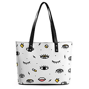 Womens Handbag Eye And Lip Leather Tote Bag Top Handle Satchel Bags For Lady