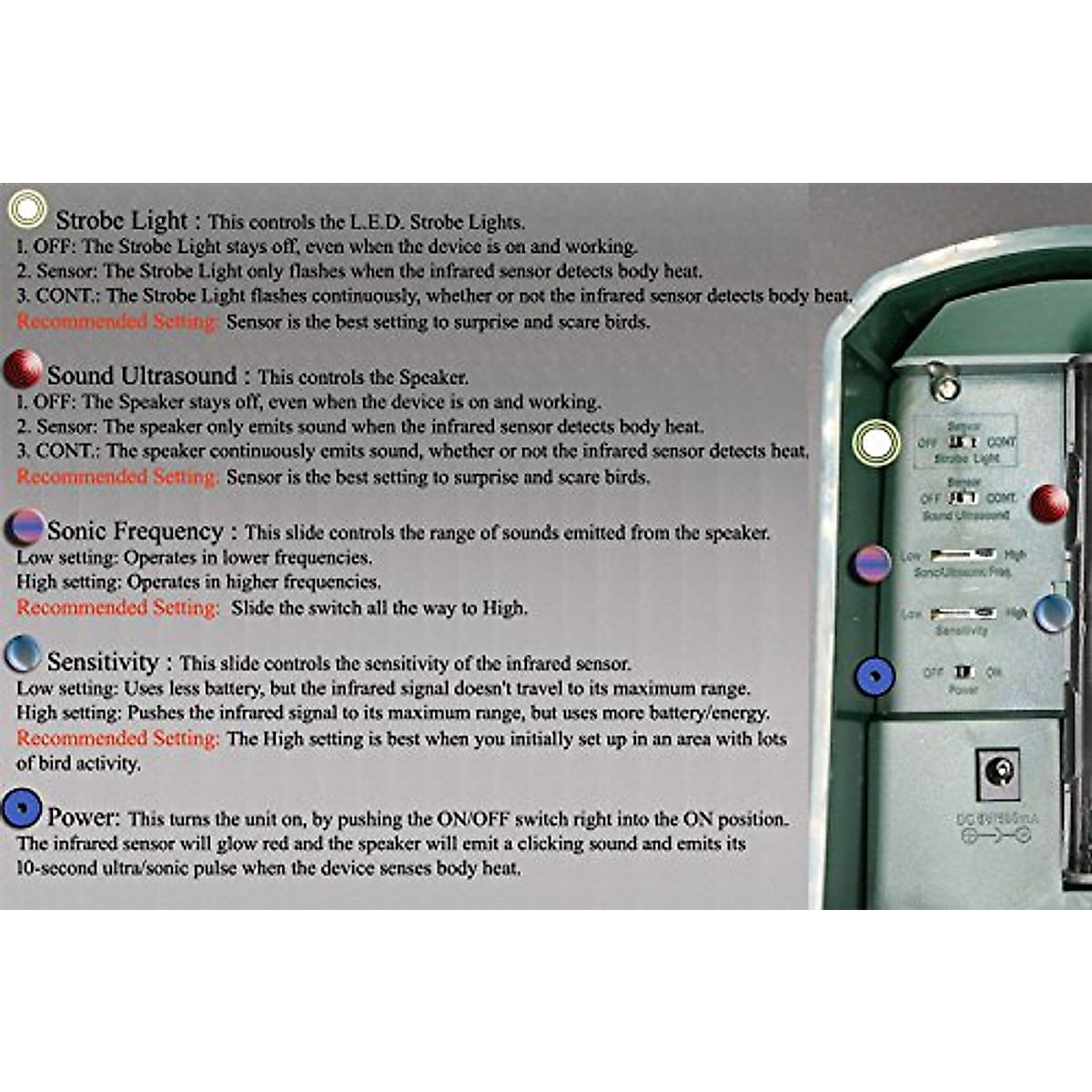 Cleanrth TSBR610 Advanced Sonic/Ultrasonic Bird Repeller w/Triple Scan Technology