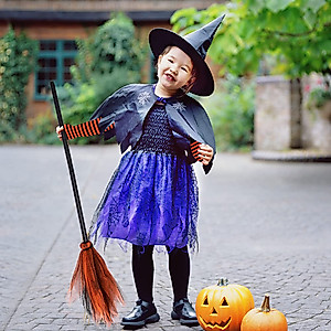 JNYLLN 4Pcs Halloween Witch Broom, Halloween Cosplay Dress Up Costume Halloween Witch Hat Halloween Witch Broomstic Props Cute Witch Broom (Orange)