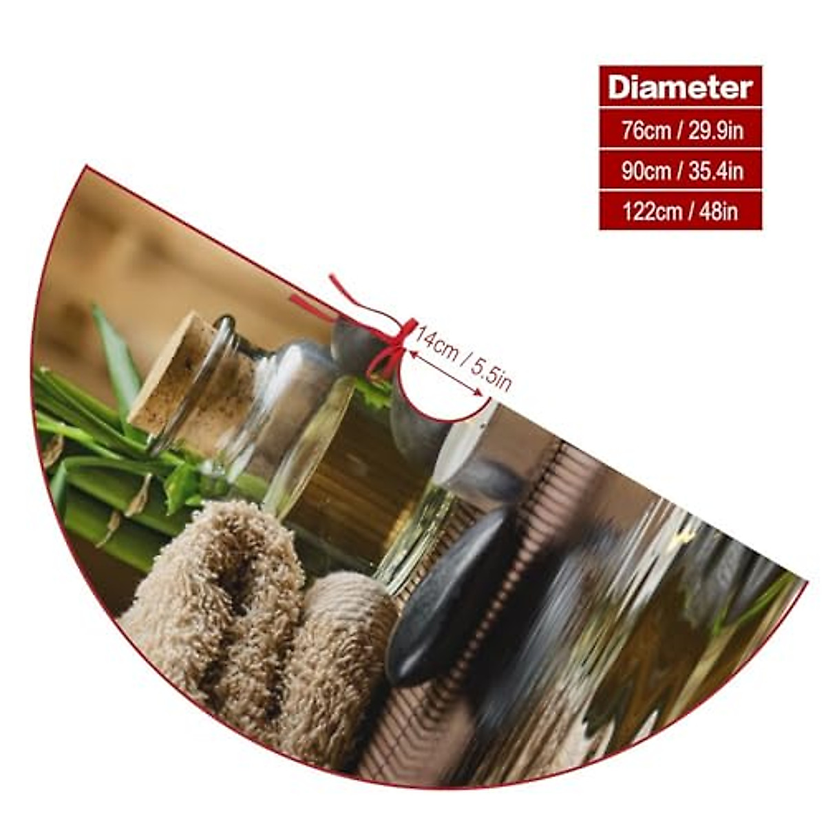 Zen Basalt Stones On Wood Christmas Tree Skirt 30"x30", Large Xmas Tree Skirt Fabric, Washable Tree Skirt Waterproof, Classic Santa Tree Skirt Decorations for Real Tree, Home, Outdoor, Holiday Party