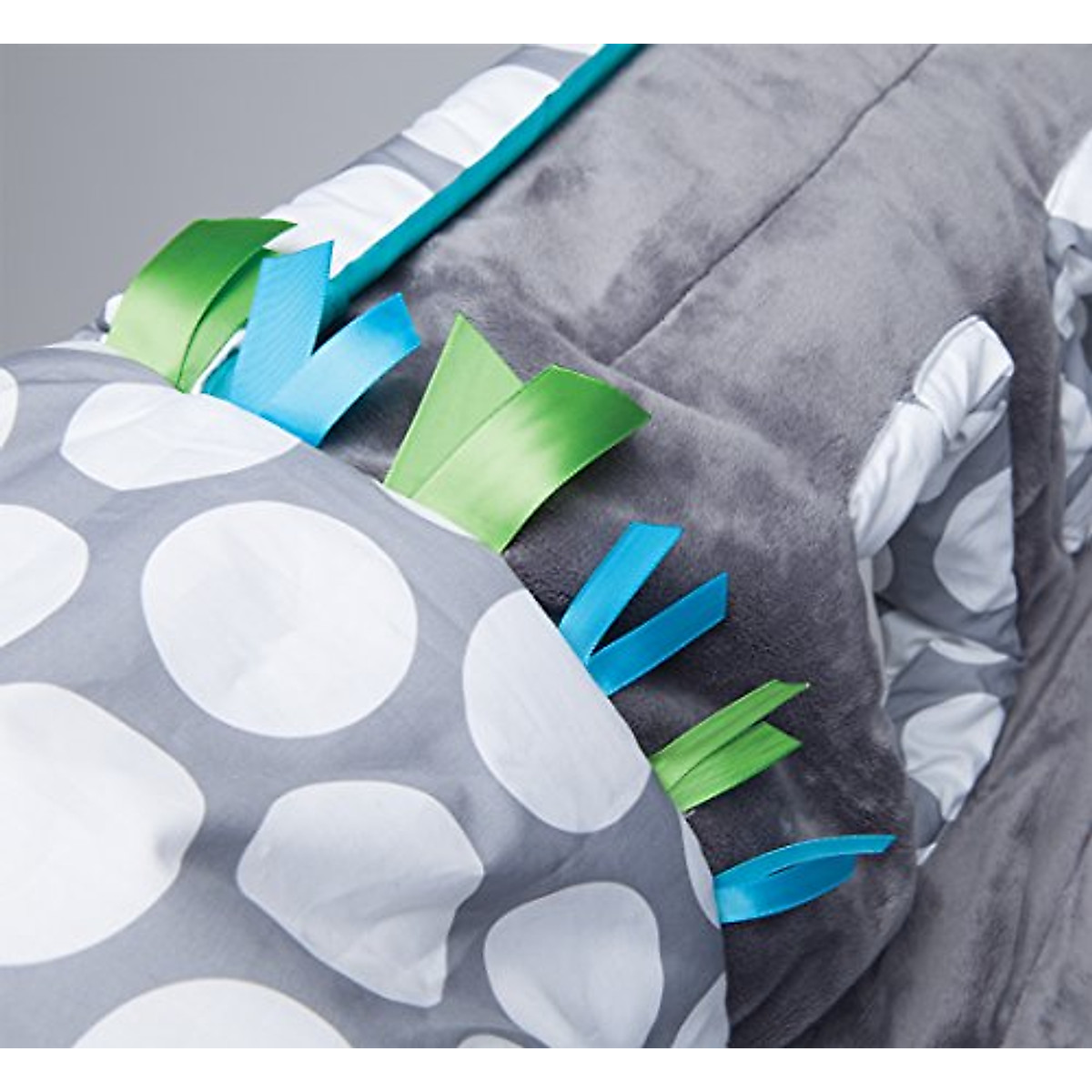 Boppy Preferred Shopping Cart and High Chair Cover with Storage Pouch, Gray Jumbo Dots with Changeable SlideLine Toy, Plush Minky Seat, 2-point Safety Belt, Wipeable and Machine Washable, 6-48 months