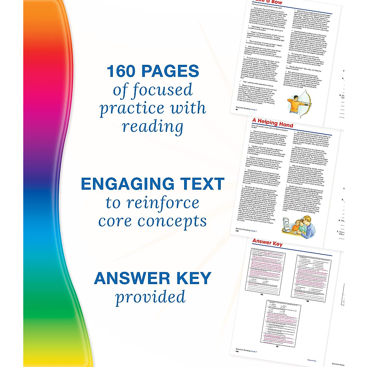 Spectrum Reading Comprehension Grade 7, Ages 12 to 13, 7th Grade Reading Comprehension Workbooks Covering Nonfiction and Fiction Passages, Analyzing and Summarizing Story Structure
