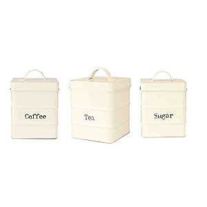 Home Basics Tin Kitchen Food Storage Organization Canister Collection (TEA)