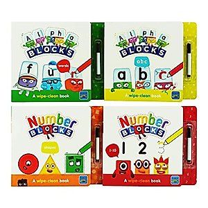 Numberblocks and Alphablocks: My First Numbers and Letters 4 Book Wipe-Clean Box Set (pen included): a set of 4 wipe-clean books (pens included)