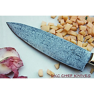(6 7/18) DKC-533-DS-BL Grand Master Chef Knife Blue Handle Damascus Steel DKC Knives 16.8 oz 12" Long 7.5" Blade (Blue Handle Damascus Blade)