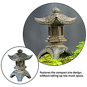 GANAZONO Bonsai Pagoda Miniature Pagoda Figurines Garden Resin Pagoda Lantern Statue Chinese Miniature Hexagon Zen Asian Bonsai Micro Landscape Decoration Miniature Ornaments