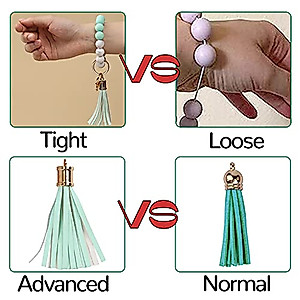 GIEMSON Silicone Key Ring Bracelets Wristlet Keychain Car Beaded Key Ring Bangle Chains for Women