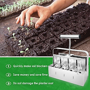 Soil Blocker, 8 Cell Soil Blocker for Seed Starting, 2 inch Manual Soil Block Maker, Seed Blocker, Durable Seed Block Maker, Soil Blocking Tool, Soil Blocker Kit, Soil Block Trays