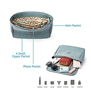 MIDAUP Small Underarm Square Shoulder Bag Vegan Leather Stylish Satchel Messenger Bag with Adjustable Drawstring Shoulder Strap (Blue)