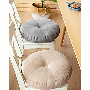 vctops Round Solid Floor Pillow Soft Thick Seat Cushion Cozy Seat Pad Pads for Bedroom Living Room Office Chair Sofa (Light Grey, Diameter 17")
