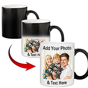 Custom Color Changing Mug, Personalized Magic Mug w/Picture, Text, Name, Taza Personalizada Design Your Own Custom Coffee Mug, Personalized Gifts for Birthday Anniversary Christmas 11oz(Magic Mug)