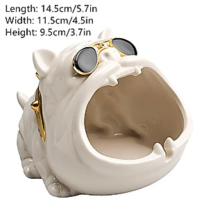 XIOU Desktop Ceramic Trash Can, Animals Garbage Can for Office Desktop, Small Bucket for Home Indoor Decoration, Cute Mini Tabletop Wastebasket (Dog-b (White))