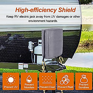 Sun and Waterproof Protective Electric Tongue Jack Cover, Universal Trailer RV Jack Protective Cover Universal Large Size 14″H x 5″W x 10″D