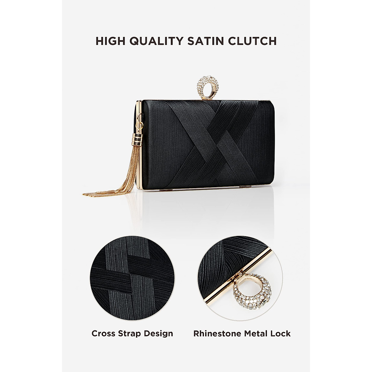 BABEYOND Clutch Purses for Women - Evening Bag Tassel Pendant Clutch for Bride Party Prom Wedding