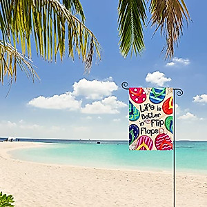 Yoovivi Humorous Life Is Better In Flip Flops Spring Summer Garden Flag 12×18 Inch Double Sided Beach Yard Outdoor Decorations