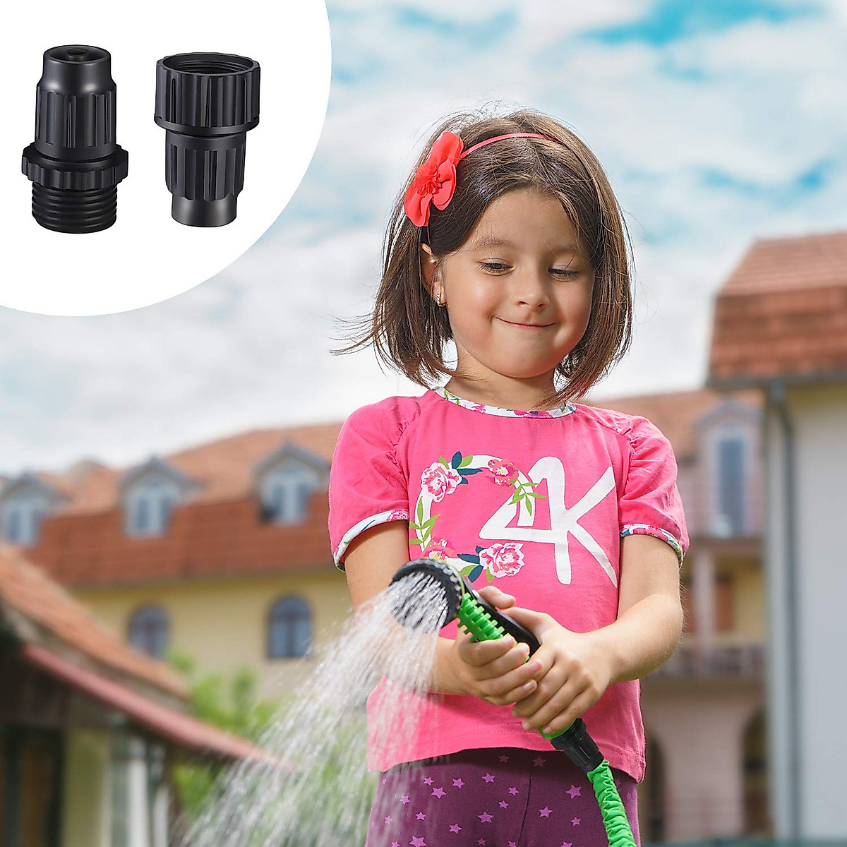 4 Sets Garden Expandable Hose Repair Kit Plastic Faucet Adapter Water Hose Connectors with 8 Pieces 3/4 Inch Rubber Gaskets for Garden Hose