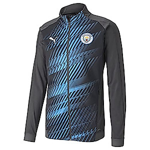 PUMA Men's MCFC Stadium League Jacket, Asphalt/Team Light Blue, XL