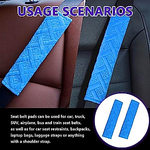 Kewucn Car Seat Belt Pads, 2 Pake Soft Comfort Seat Belt Shoulder Strap Covers Harness Pad to Protect Your Neck and Shoulder, Universal Vehicle Interior Accessories for Most Cars (Blue)