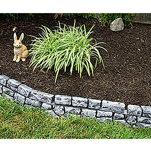 Gardeneer Stonewall Faux Stone Border Edges, Grey, Pack of 4