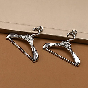 KESYOO 40Pcs Mini Hangers for Crafts Alloy Doll Hangers Miniature Hangers Pendant Charms DIY Jewelry Making Accessories for Necklace Bracelet Antique Silver