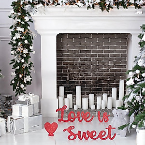 Love is Sweet Wedding Table Decor Wooden Love Sign for Dessert Wedding Sweetheart Table Decorations for Photo Props Wooden Love Letter Table Decorative(Glitter Red)