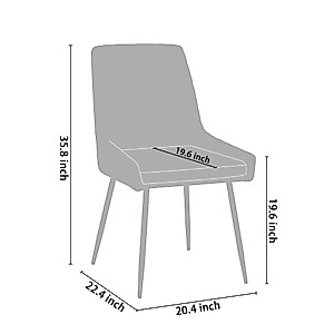 CangLong Mid-Century Velvet Upholstered Metal Legs for Kitchen, Dining, Living, Guest, Bed Room Side Chair, Set of 2, Beige
