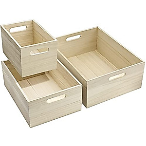 Sorbus Unfinished Wood Crates - Organizer Bins, Wooden Box for Pantry Organizer Storage, Closet, Arts & Crafts, Cabinet Organizers, Containers for Organizing (3 Pack)