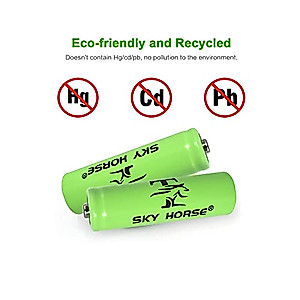 SKY HORSE AA Rechargeable Battery Ni-MH 1.2V 600mAh for Garden Light,Solar Lights,Toys,Remote Control, Mouse(8)…