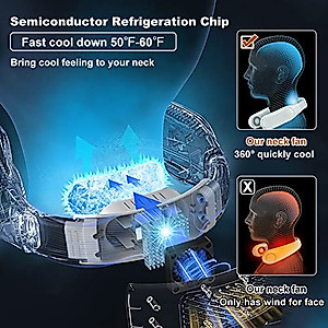 NORMIA RITA 2023 Portable Bladeless Neck Fan with Cooling Chip, Wearable Air Conditioner Fan Quiet Hands-free Personal Fan 4000mAh Rechargeable Small Cooling Fan, Fast Cool Down 50℉-60℉