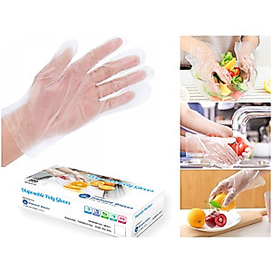 Gloves+com Disposable Food Service Poly Gloves, Large, 500 Count - High Density, Odorless, Extra Finger Tip Protection, Good Grip, Food Grade Material