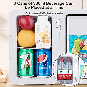 ZHENROAD Mini Fridge, 8L/8 Can Skincare Fridge, Portable 110V AC/ 12V DC Cooler and Warmer Refrigerators for Beverage, Cosmetics, Office Bedroom, Desk & College Dorm Room(White)