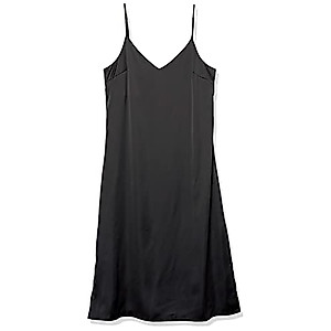 The Drop Women's Ana Silky V-Neck Midi Slip Dress Dress, -Black, S