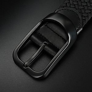 Drizzte Plus Size Mens Belt 63'' Casual Elastic Black Braided Stretchy Fabric Web Belts
