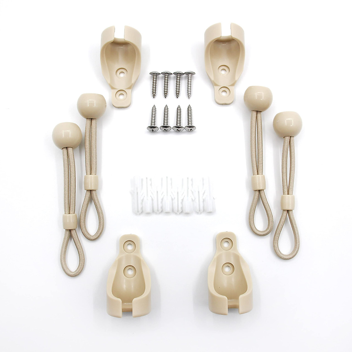 Universal Bungee Kit for Sun Shades Blackout Roller up Blinds (Dark Beige, Bungee kit 2 Pack)