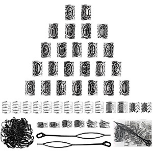 Viking Hair Beads Set (76PCS): Metal Silver Clips, Cuffs, Coils and Rings for Men's Dreadlocks, Braids, Beard Decoration