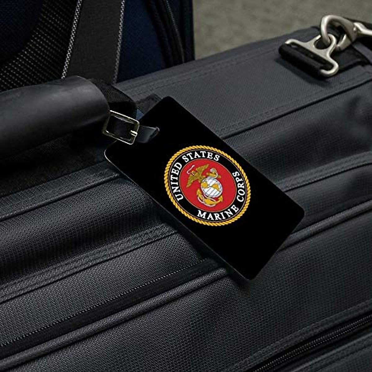 Marines USMC Emblem Black Yellow Red Luggage ID Tags Cards Set of 2
