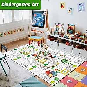 Wiooffen 47"x 82" St. Patrick's Day Giant Coloring Tablecloth Posters Activity for Kids, Huge Holiday Color-in Paper Poster Table Cover Arts and Crafts for Kids Preschool Kindergarten Classroom