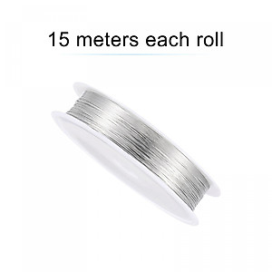 uxcell 28 Gauge Copper Wire 0.3mm Dia Silver Tone Resistant Beading Wires Pendant Making Art Craft DIY Weaving 15M, 1 Roll