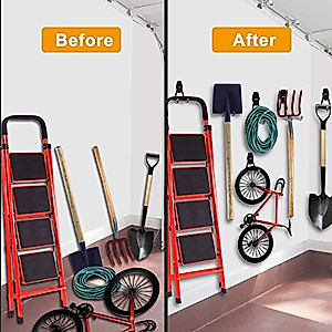 Garage Hooks, Inteli-topia Steel Garage Storage Hooks Utility Double Heavy Duty for Organizing Power Tools, Ladders, Bikes, Bulk Items, Pack of 10