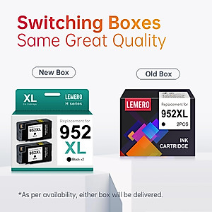 LEMERO Compatible Ink Cartridges Replacement for HP 952 952 XL 952XL to use with OfficeJet Pro 8710 8720 8702 7740 8200 8210 8715 8216 8700 8740 8730 7740 (2 Black)