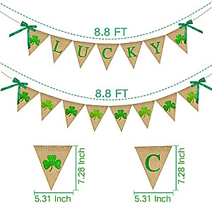 St Patrick's Day Decorations, Lucky Banner and Shamrock Clover Garland Banner for St Patrick's Day Holiday Party Supplies